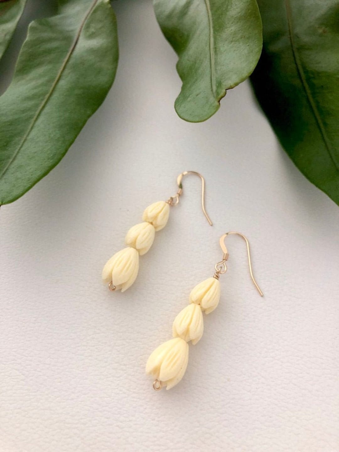 Pikake Earrings, 14kt Gold Filled Pikake Drop Earrings, Sterling Silver ...