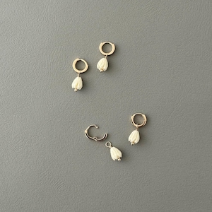 Charm Huggies, Interchangeable Shell, Tahitian Pearl, Pikake Charm ...