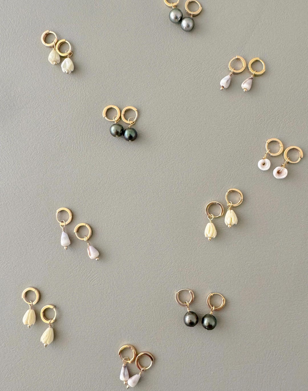 Charm Huggies, Interchangeable Shell, Tahitian Pearl, Pikake Charm ...