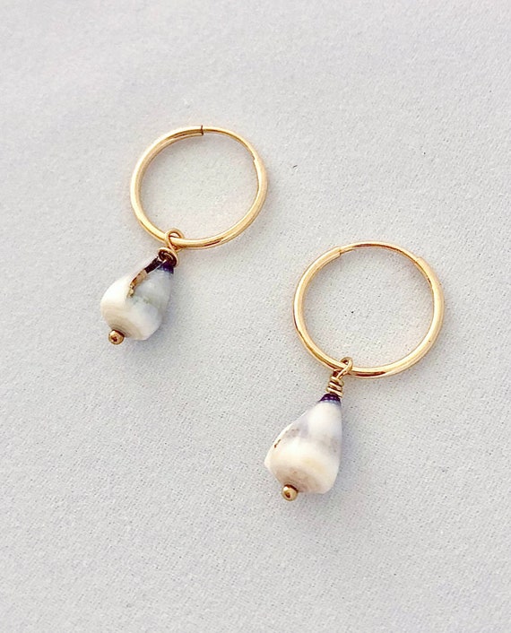 Endless Hoops With Mini Cone Shell Gold Fill Hoops - Etsy
