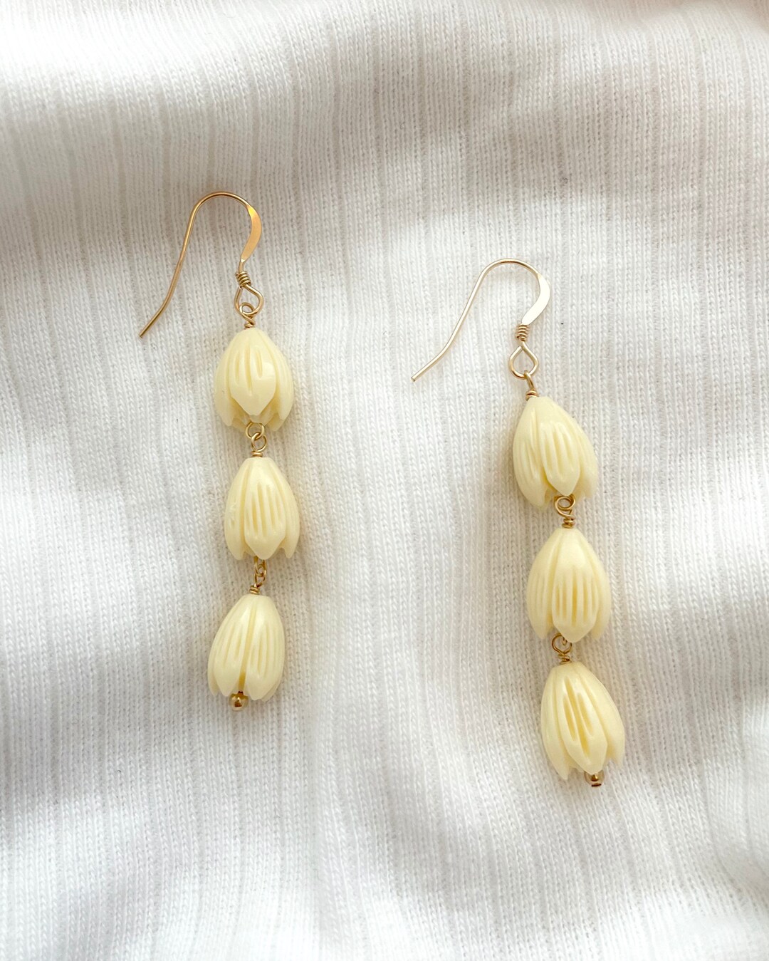 Pikake Drop Earrings, Hawaiian Pikake Earrings - Etsy