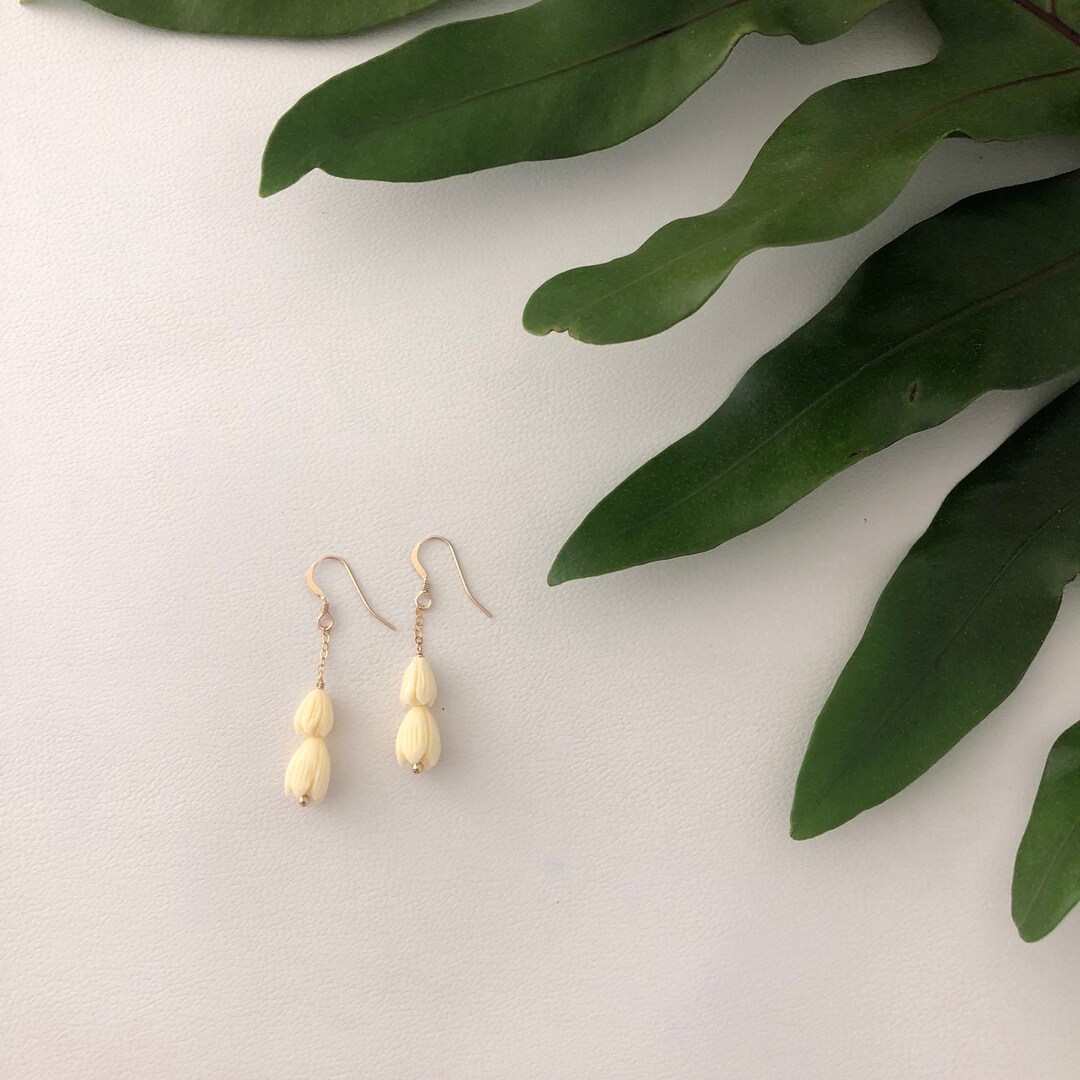 Pikake Earrings, 14kt Gold Filled Pikake Drop Earrings, Sterling Silver ...