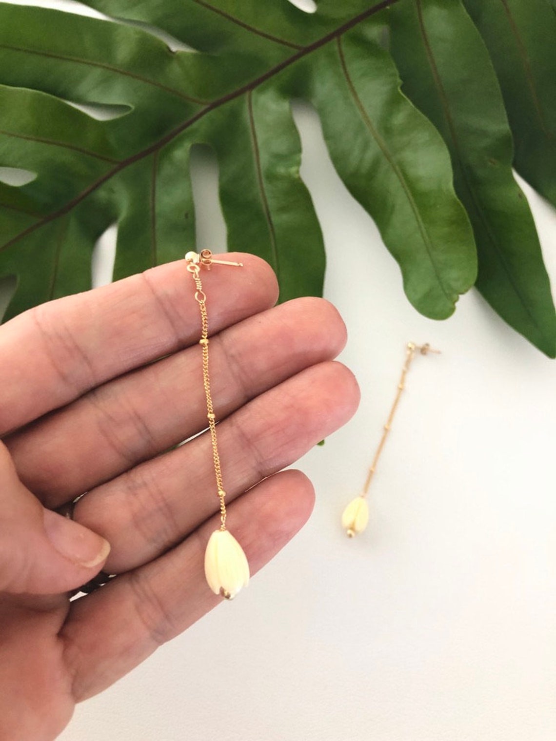Pikake Earrings, 14kt Gold Filled Pikake Dangle Earrings, Sterling ...