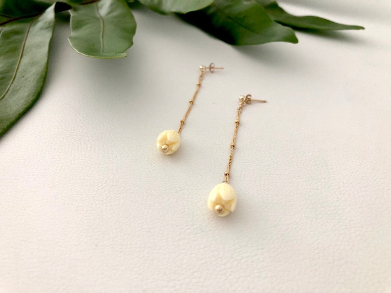 Pikake Earrings, 14kt Gold Filled Pikake Dangle Earrings, Sterling ...