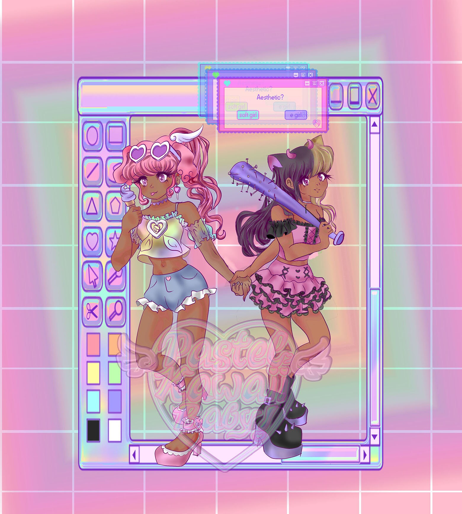 Preorder Only Soft Girl Or Egirl Anime Girl Pastel Grid T Shirt Etsy