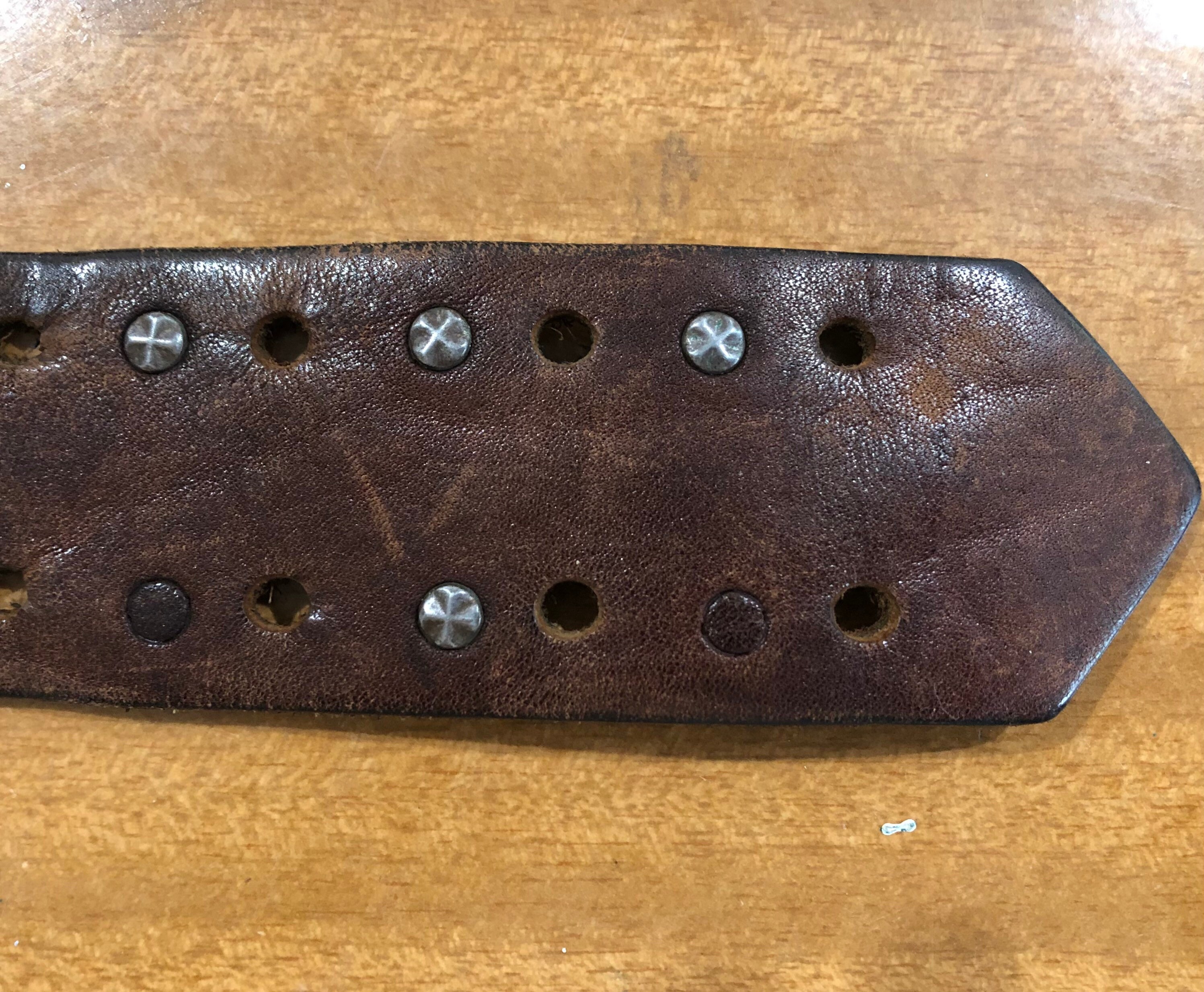 Vintage Studded Brown Leather Belt - Etsy