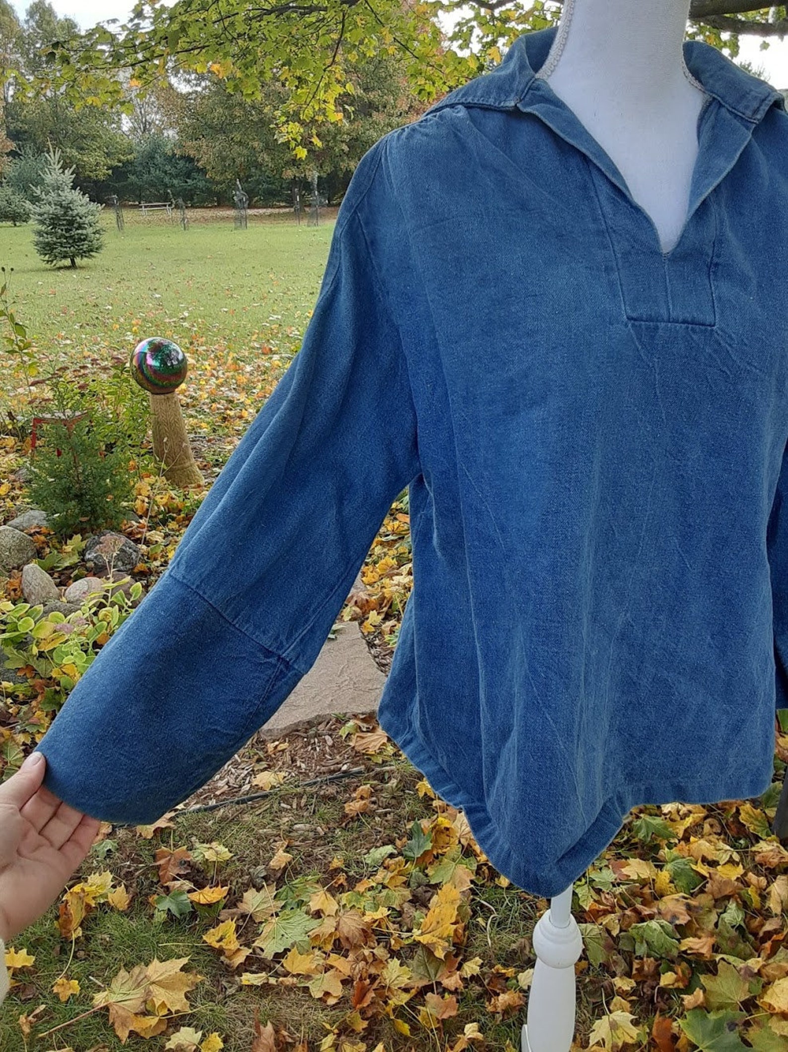 M 70s Vintage Hippie Denim Pull Over Jean Jacket / Coat - Medium ...