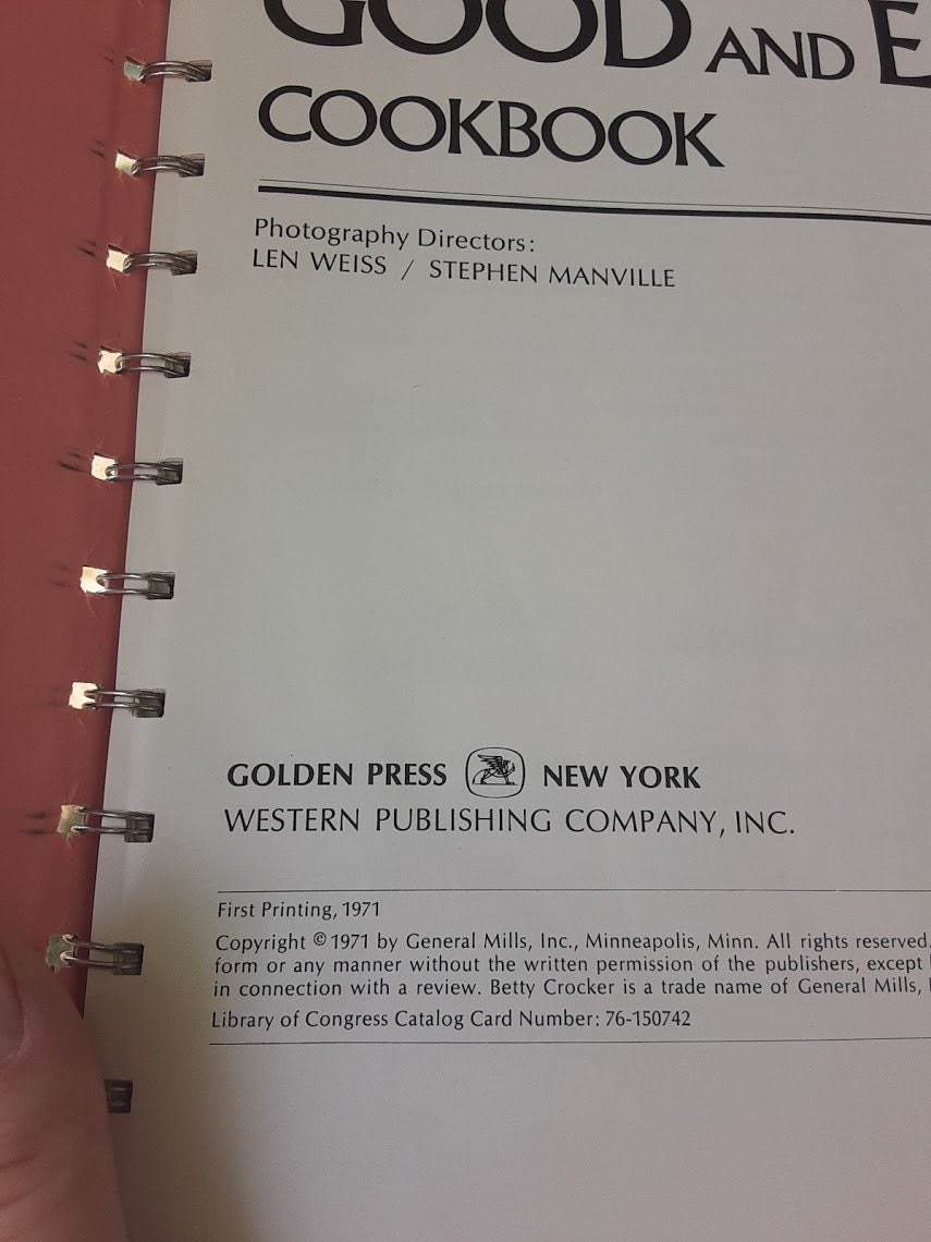 1971 Betty Crocker's Good and Easy Cookbook Vintage 1970s, 70s Cook ...