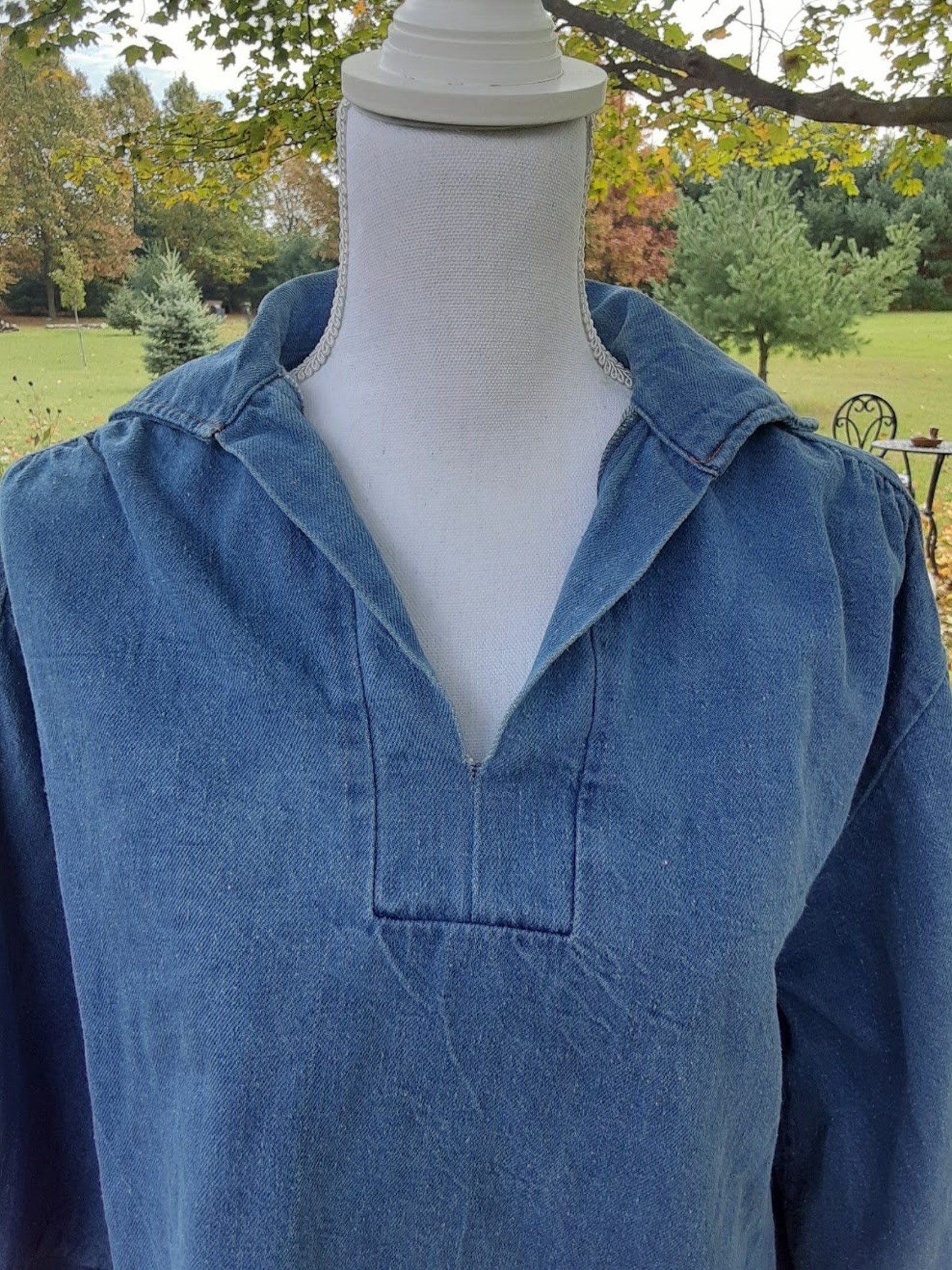 M 70s Vintage Hippie Denim Pull Over Jean Jacket / Coat - Medium ...