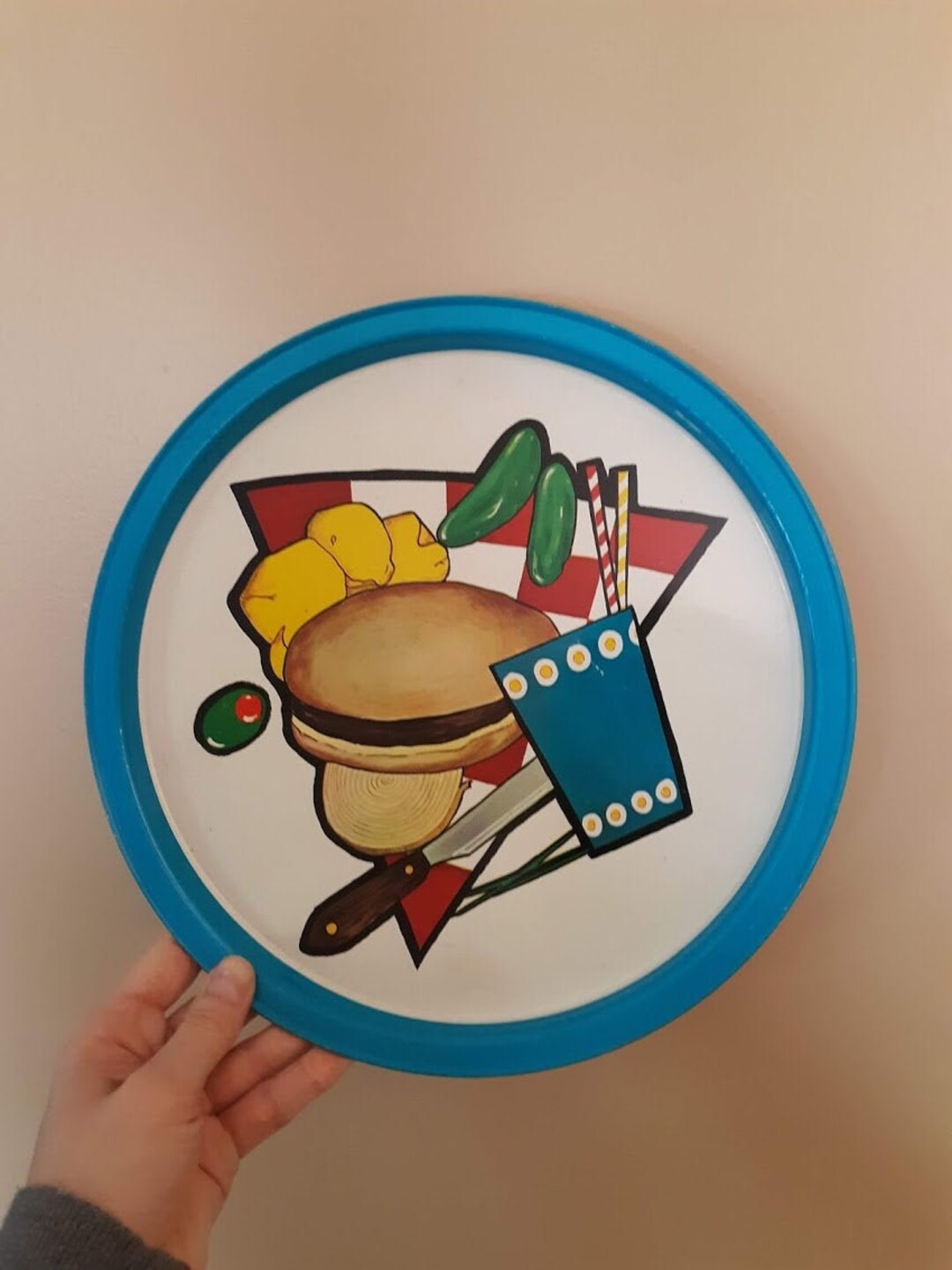 Vintage Metal Tray - Picnic / Fast Food Graphic - 1950s Retro Diner ...