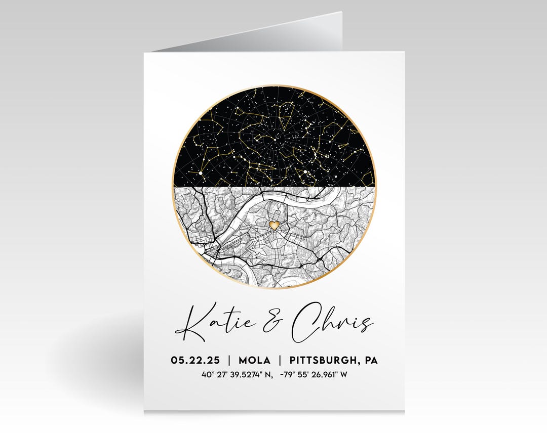 Custom Star Map Greeting Card – Personalized Anniversary Gift - Etsy
