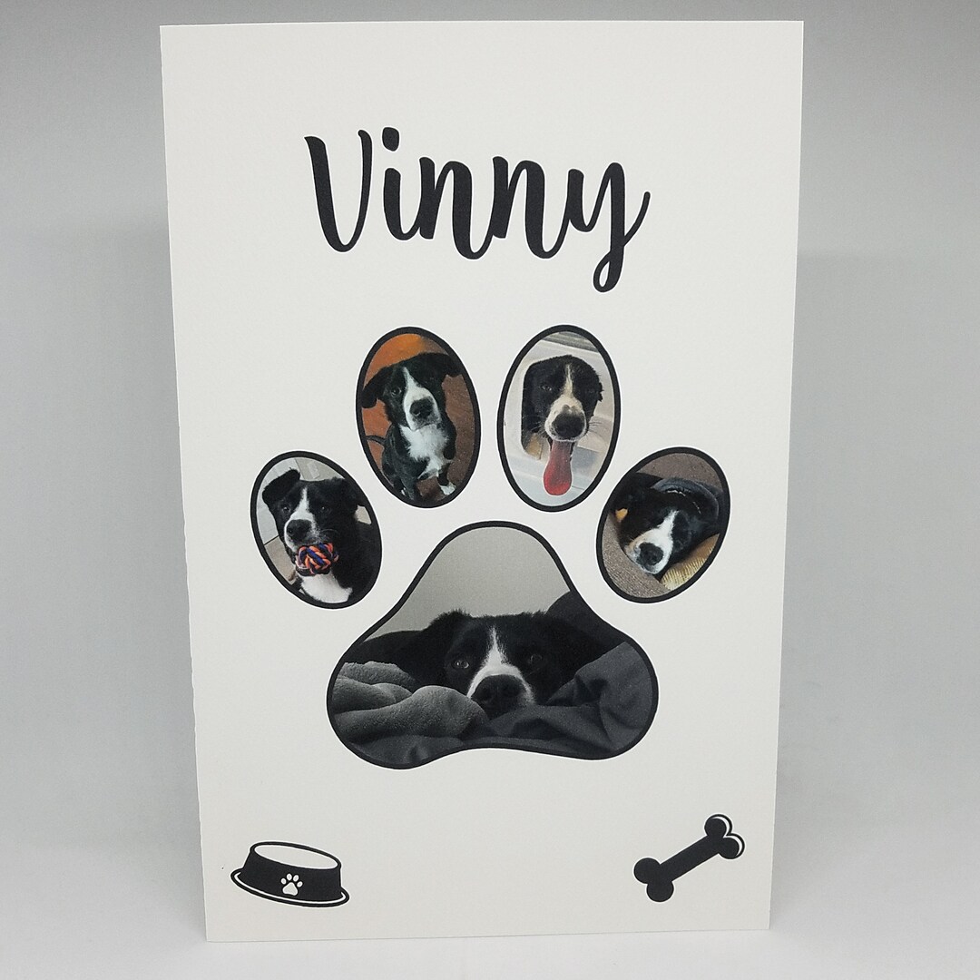 Custom Pet Photo Greeting Card Personalized Dog Paw Print Card Photo ...