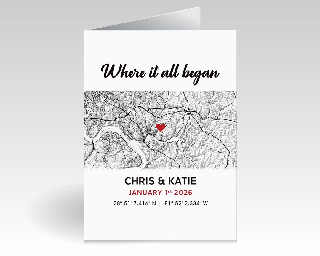 Custom Map Greeting Card – Personalized Where It All Began Gift - Etsy