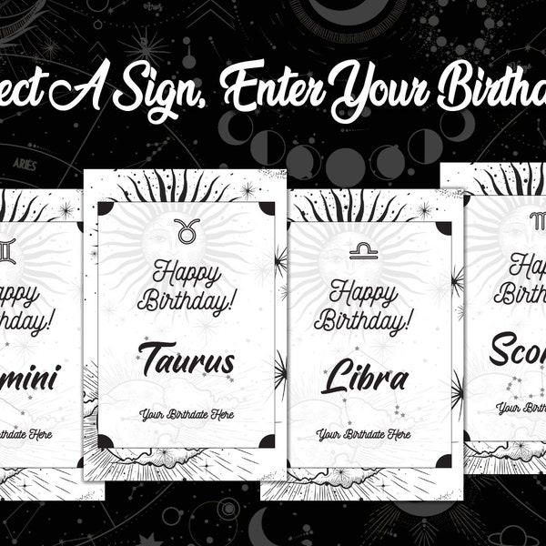 Horoscope Birthday Cards - Etsy