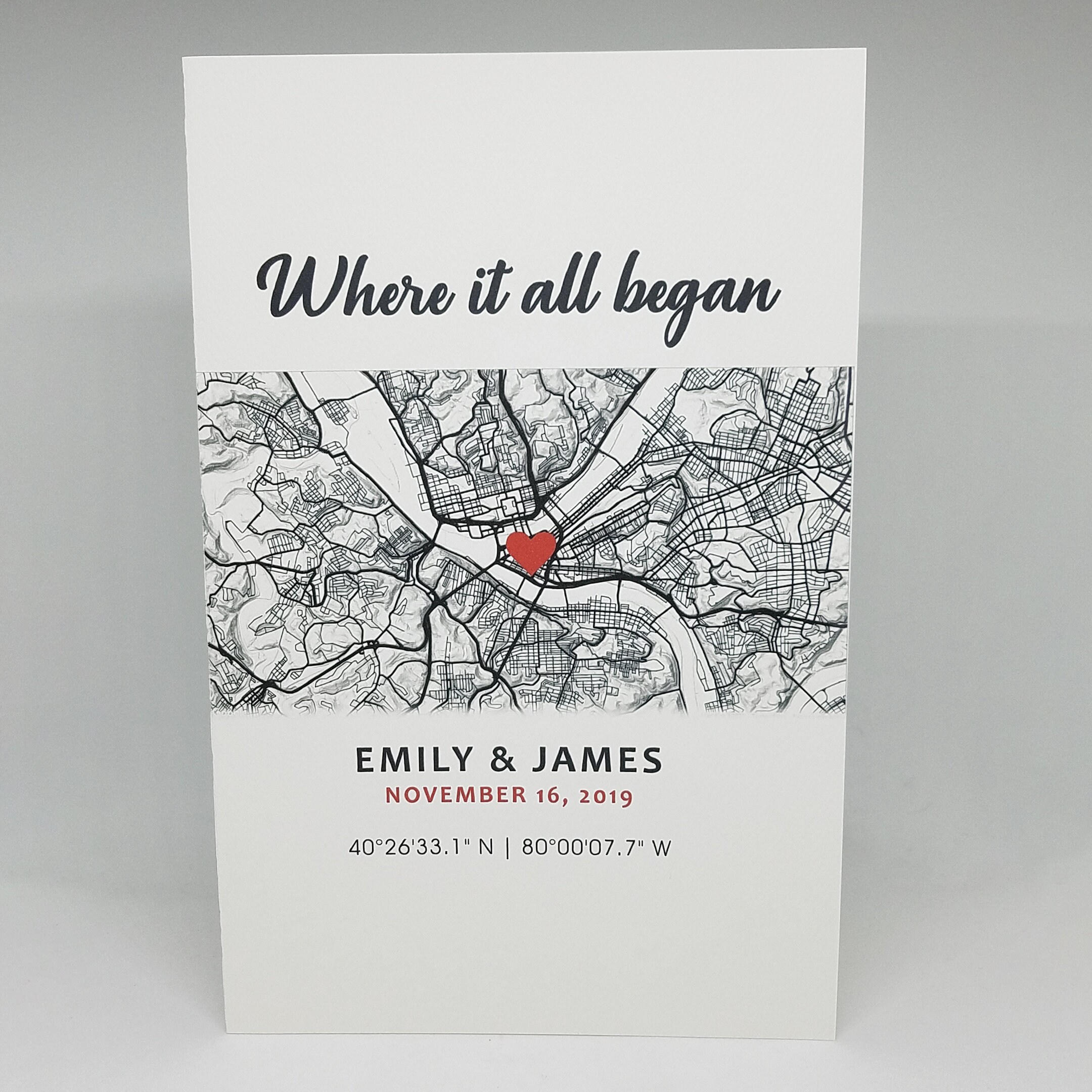 Custom Map Card Where It All Began Greeting Card Couples - Etsy