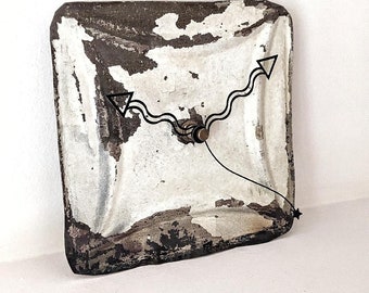 Vintage, Unique Upcycle Wall Décor Ceiling Tin Clock With off Center ...