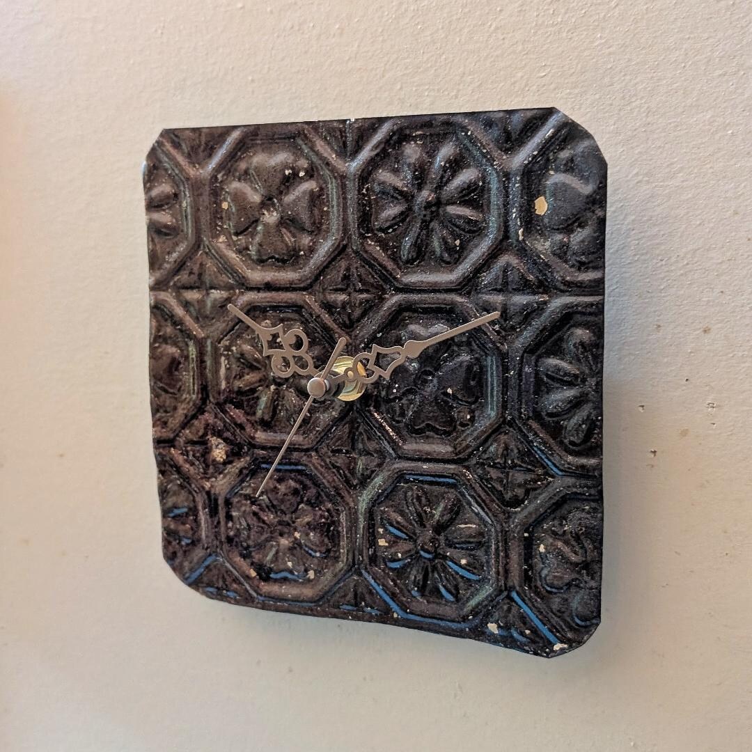 Repurposed Antique Ceiling Tin Clock Rustiv Decor - Etsy