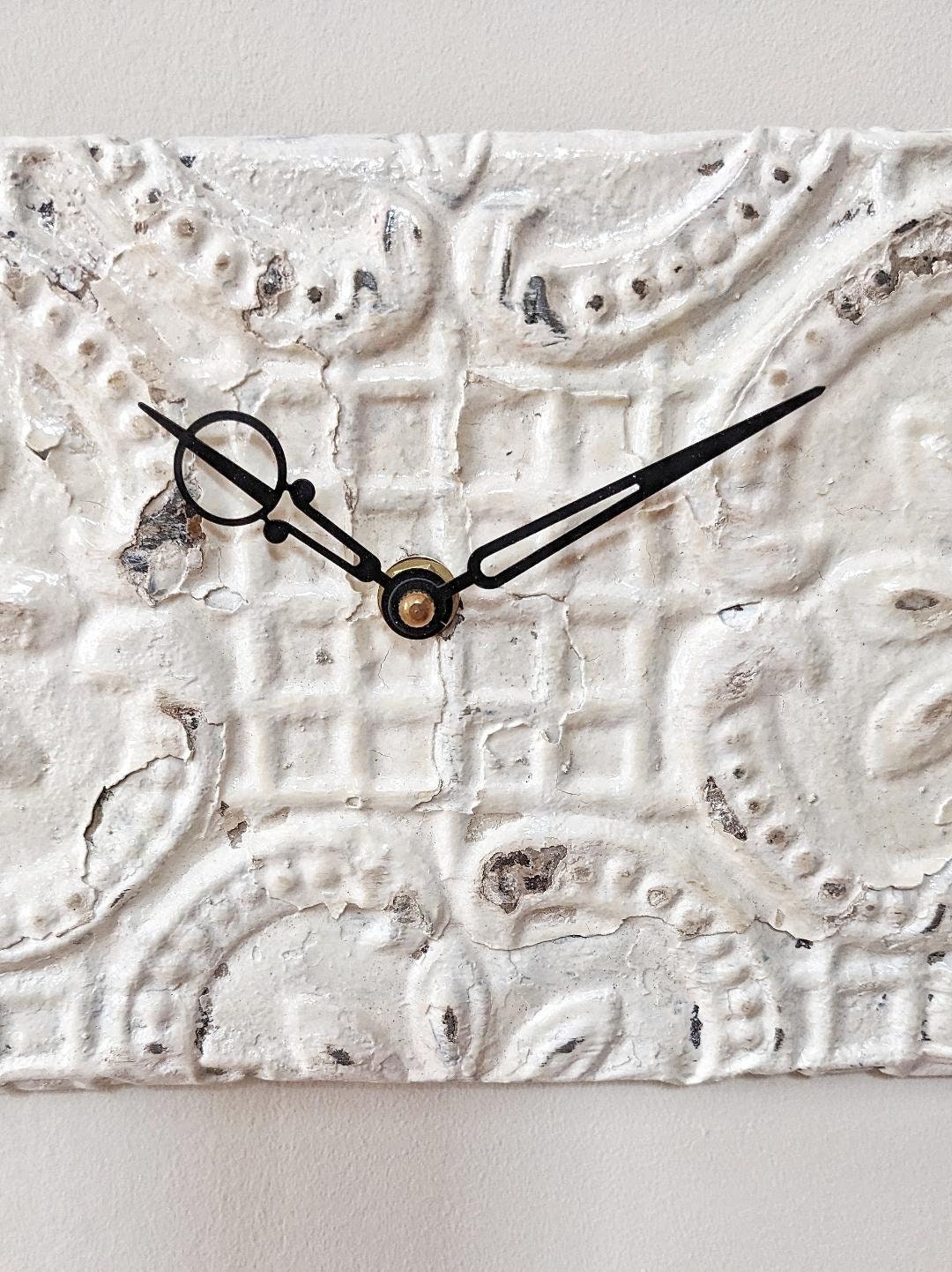 Vintage, Unique Upcycle Wall Décor Ceiling Tin Clock With off Center ...