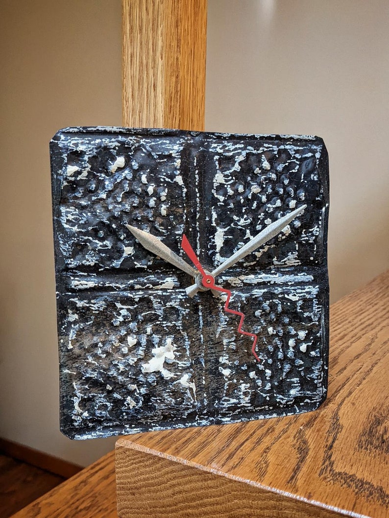 Vintage Ceiling Tin Tile Upcycle Decor Clock. - Etsy