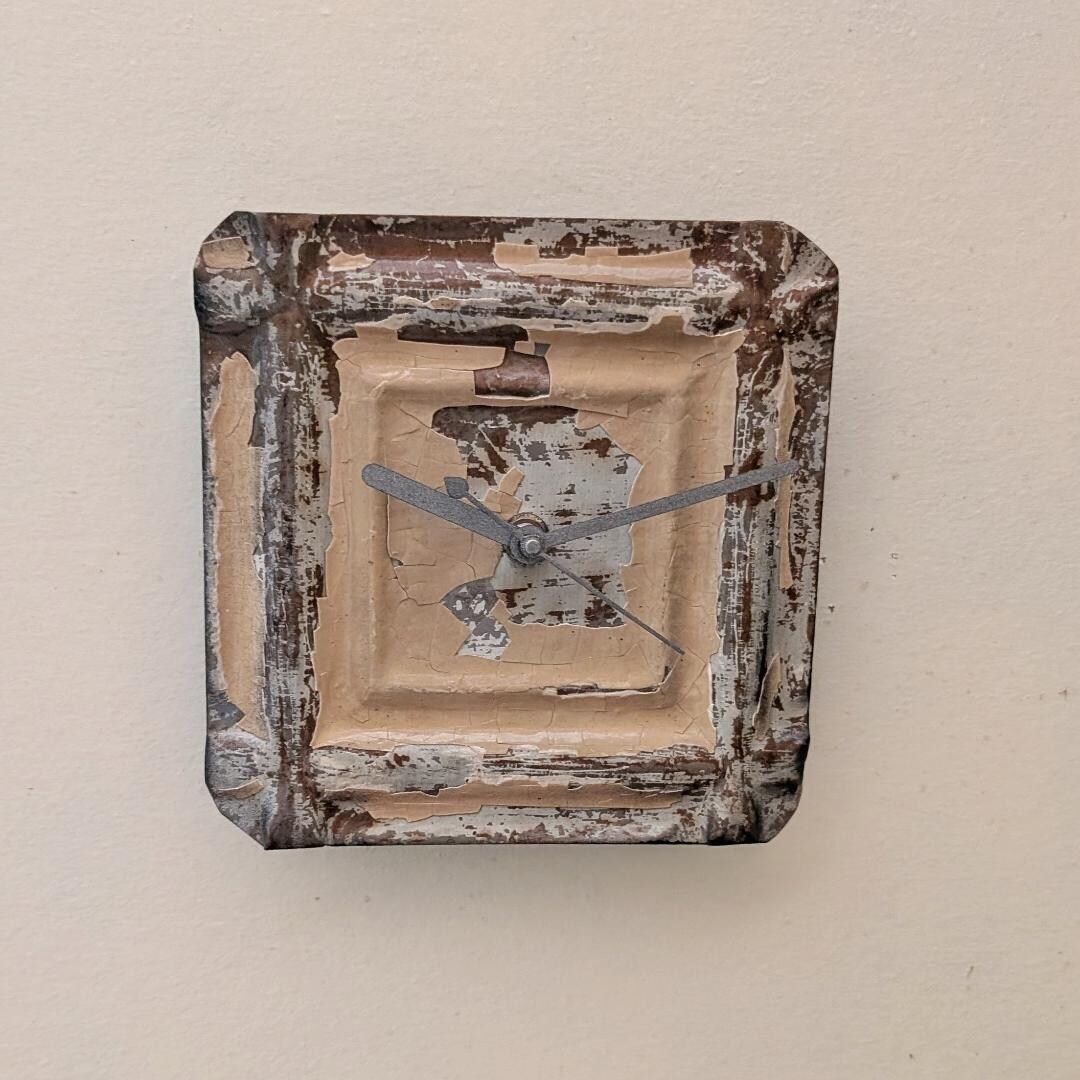 Salvaged Repurposed Ceiling Tin Clock With Over 100 Years of Patina. - Etsy