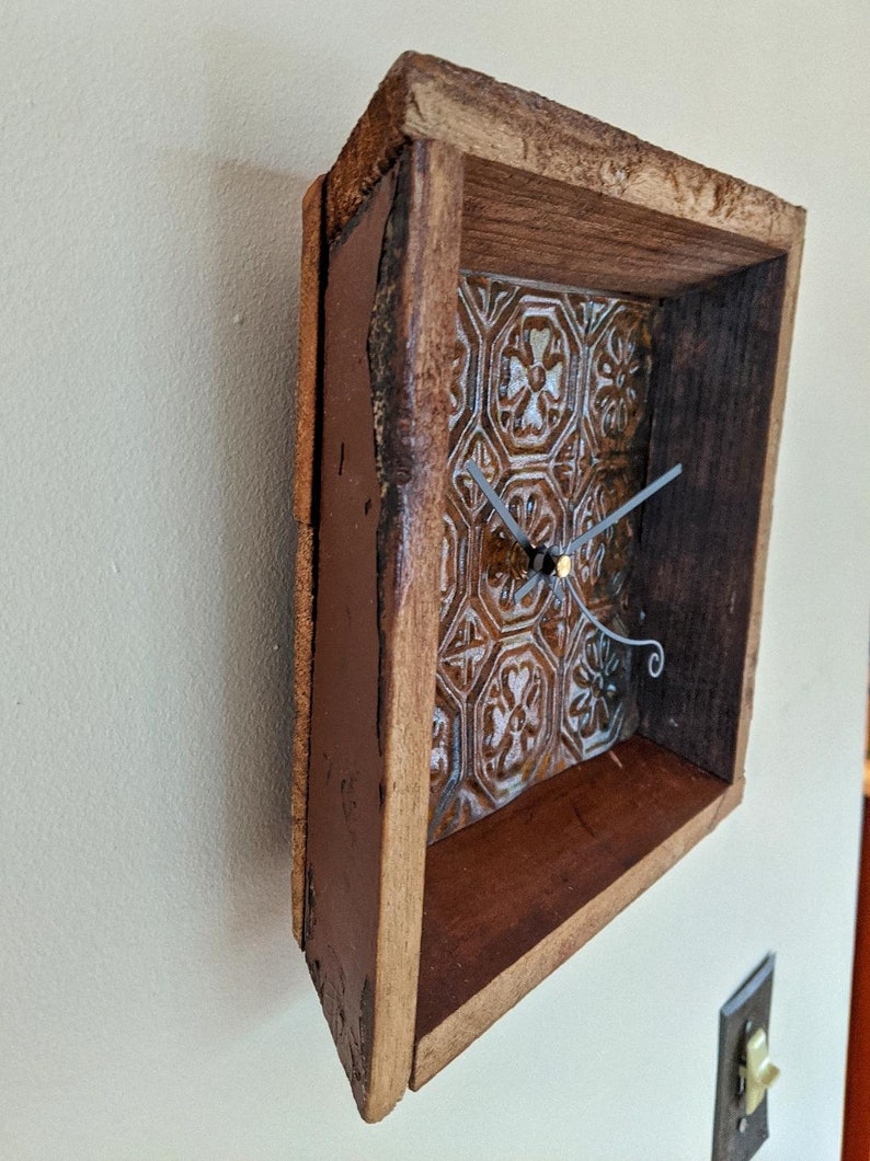 Vintage upcycle wall decor ceiling tin clock displayed in a | Etsy