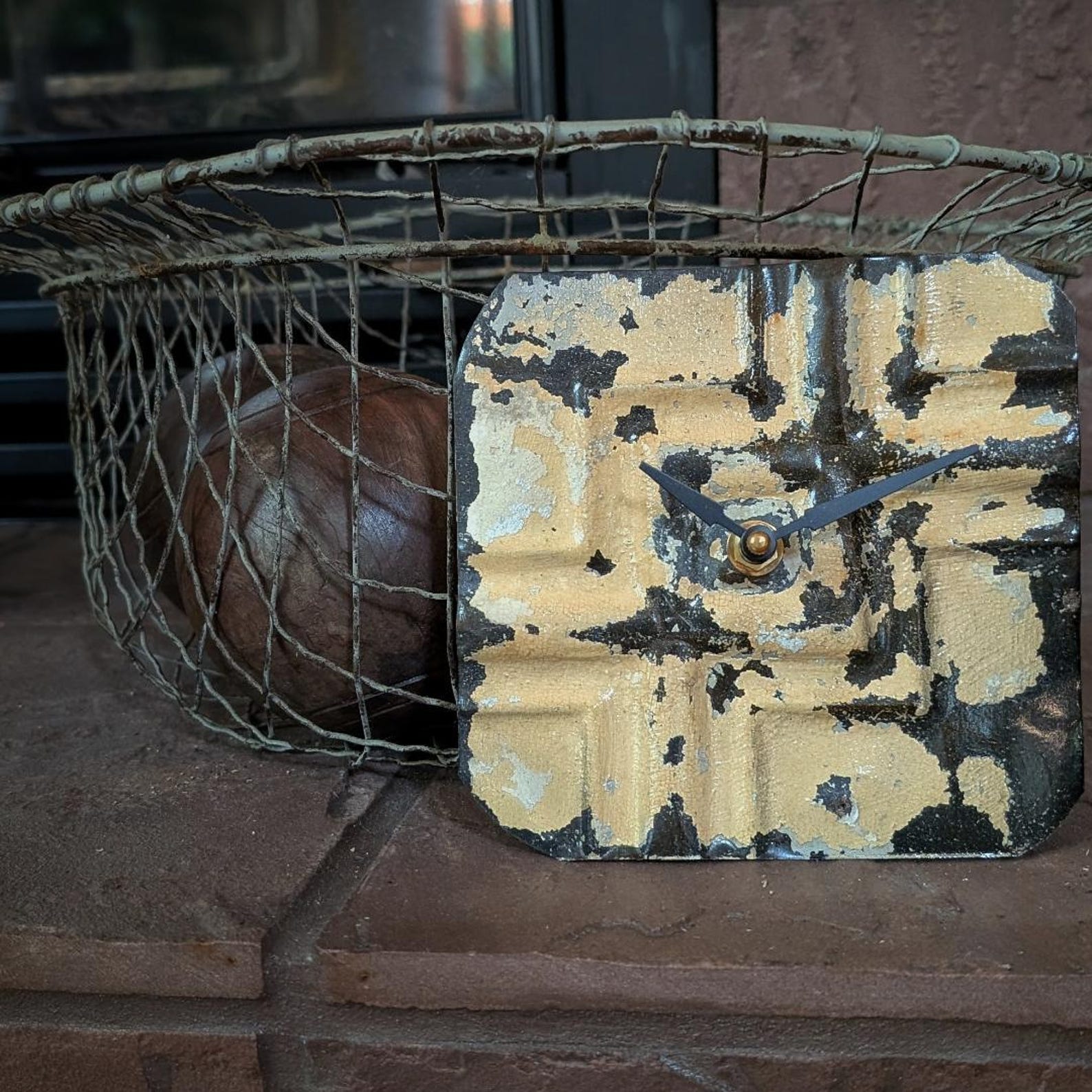 Salvaged Repurposed Ceiling Tin Clock With Over 100 Years of Patina. - Etsy