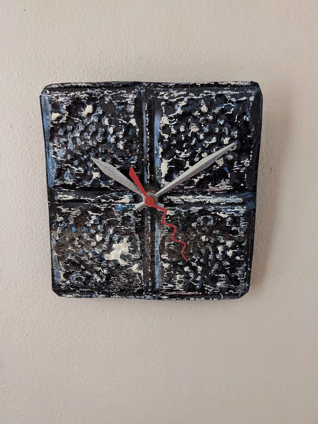 Vintage Ceiling Tin Tile Upcycle Decor Clock. - Etsy