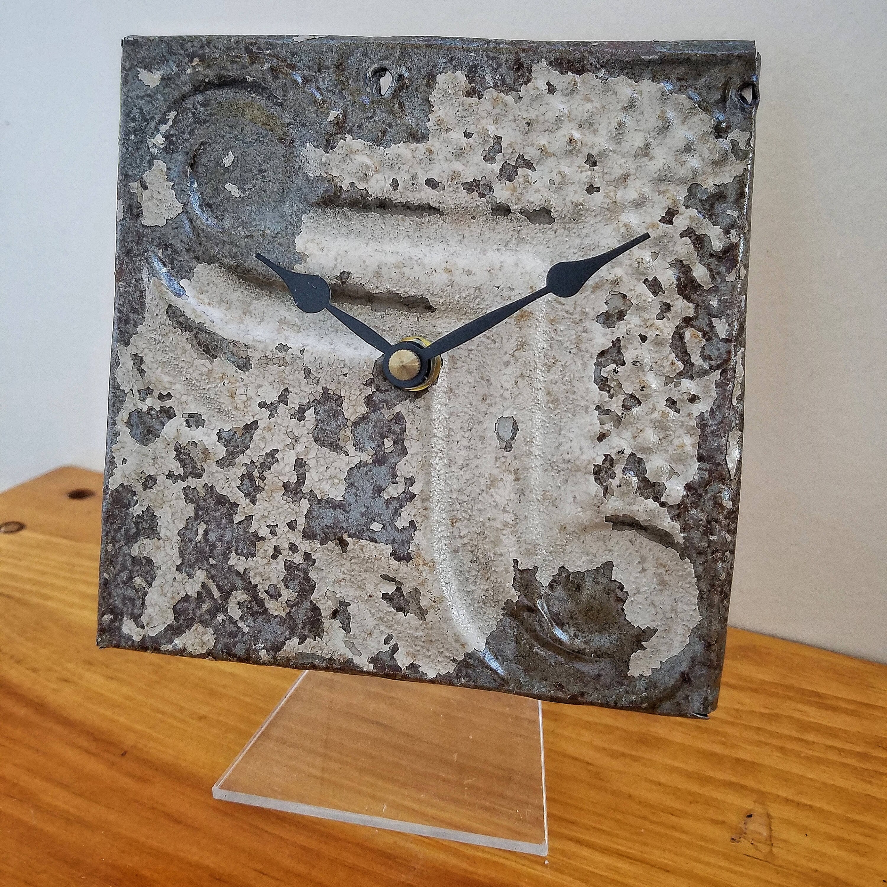 Upcycle Elegant Desk Clock Salvaged From a Vintage Ceiling Tin - Etsy