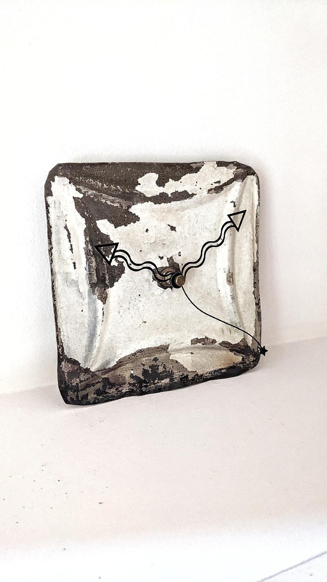 Salvaged Shabby Chic Upcycle Ceiling Tin Unique Tin Wall Clock - Etsy