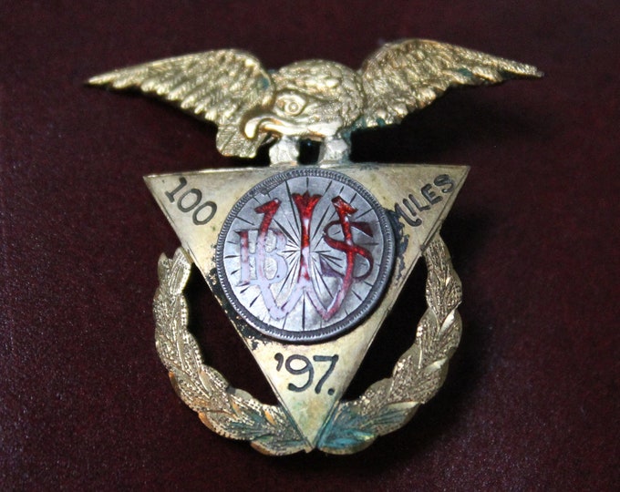 John Harriott 1897 Pin "100 Miles '97" W/ B S W Logo J Harriott Boston ...