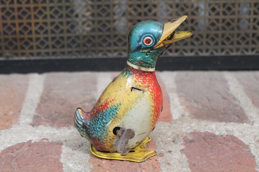 Japan Tin Litho Duck Wind up Toy Mid Century 1950s Vintage Mechanical ...