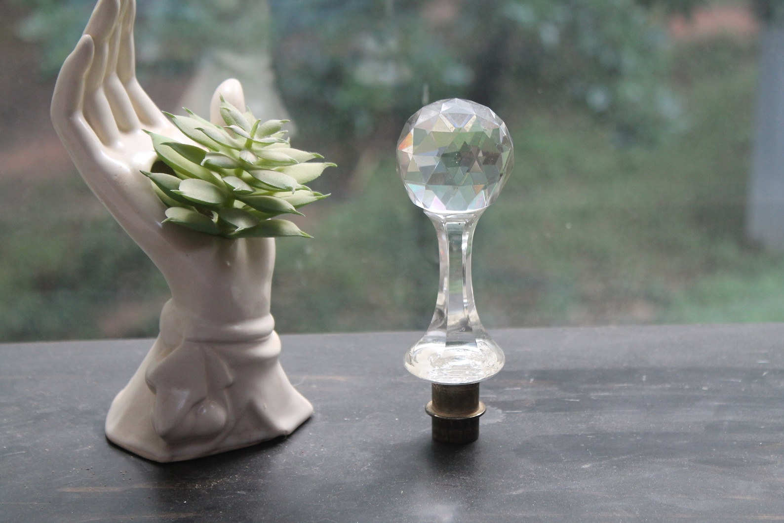Crystal & Brass Newel Post Finial Stair Ball 'boule D'escalier' C1900 ...