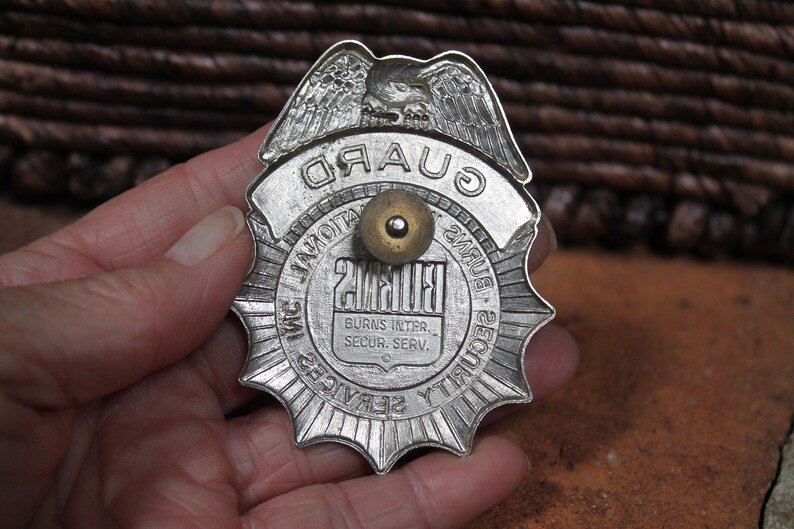 Obsolete Burns Security Guard Badge Silver Tone Metal Vintage - Etsy