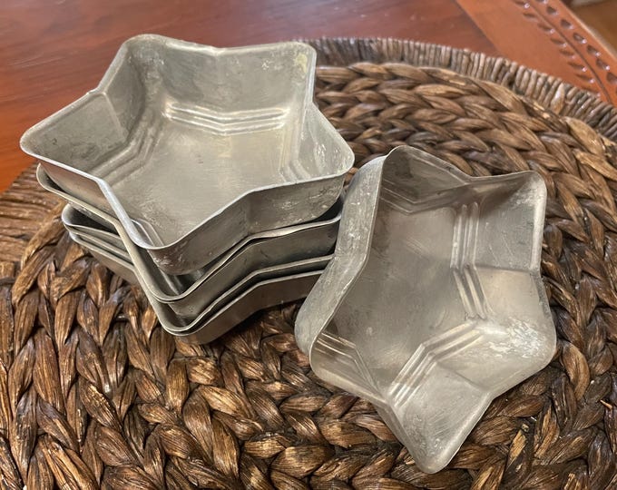 Six 6 Star Tin Jello Molds Individual Vintage Star Shaped Aluminum ...