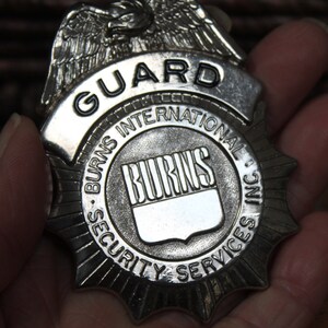Obsolete Burns Security Guard Badge Silver Tone Metal Vintage Memorabilia Collectible Badge - Etsy