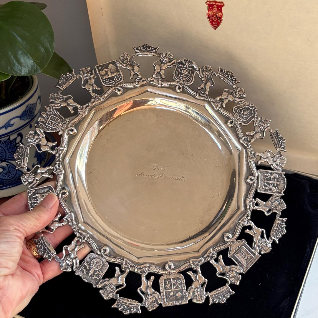 Columbian .900 Silver Heraldic Platter by Arturo Medina 370 Grams ...