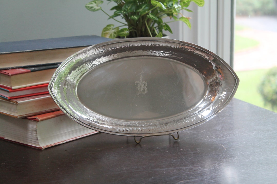 Derby Silver Co Hand Beaten Oval Dish 1014 EPNS W.m.mounts Antique ...
