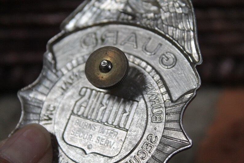 Obsolete Burns Security Guard Badge Silver Tone Metal Vintage - Etsy