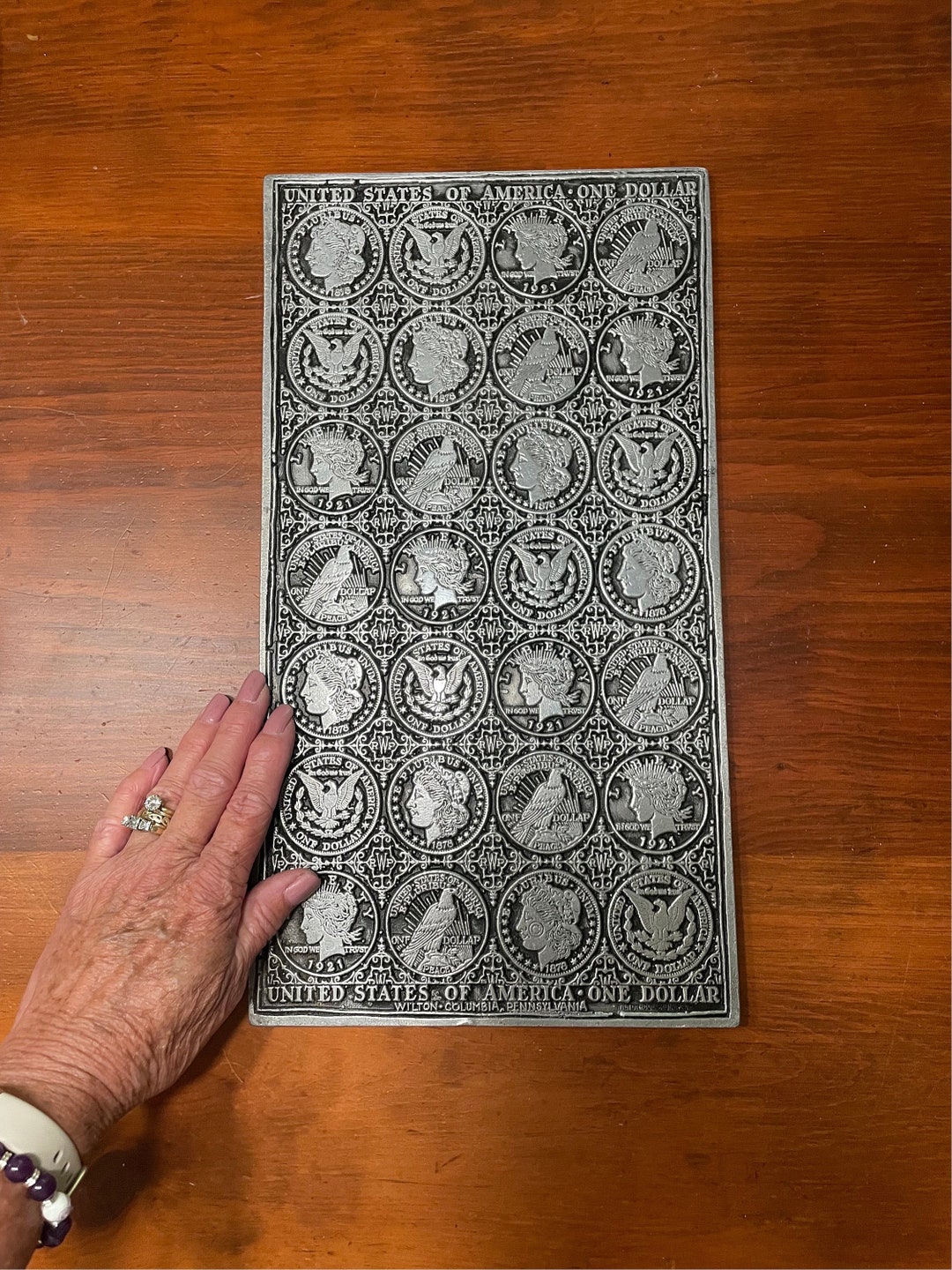 Wilton Morgan & Peace Dollar Display Plaque 1878 Morgan Silver Dollar ...