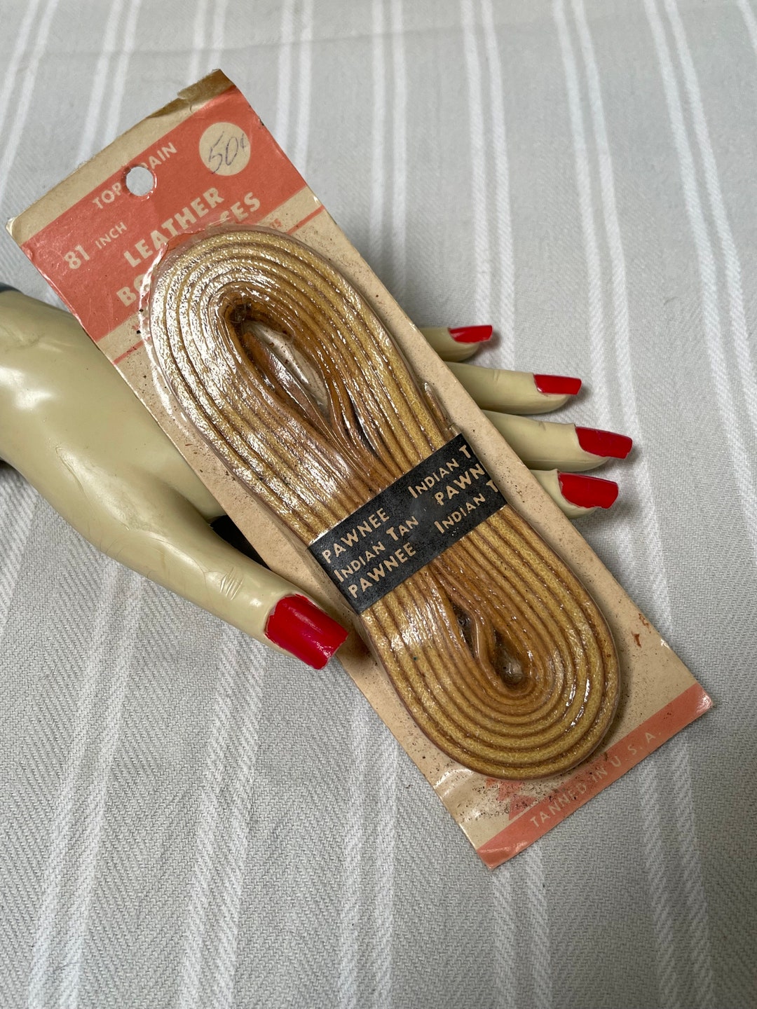 Pawnee Indian Tan Boot Laces Vintage 81” Top Grain Leather Shoelaces in ...