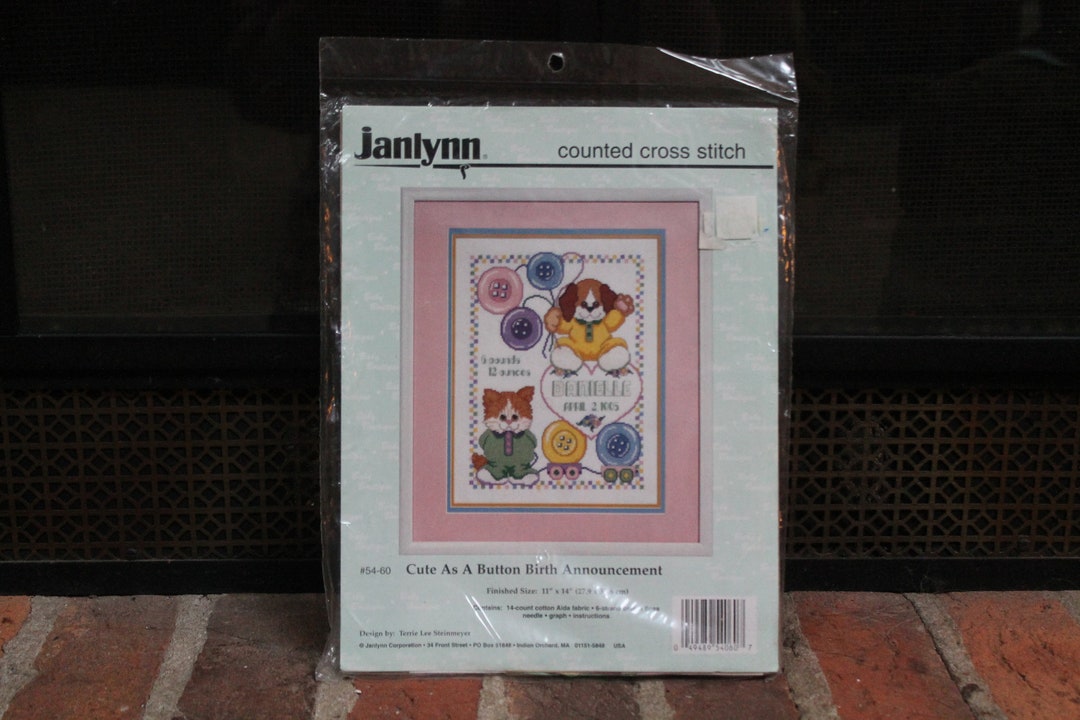 NIP Janlynn "cute as a Button Birth Announcement" #54-60 Counteded ...
