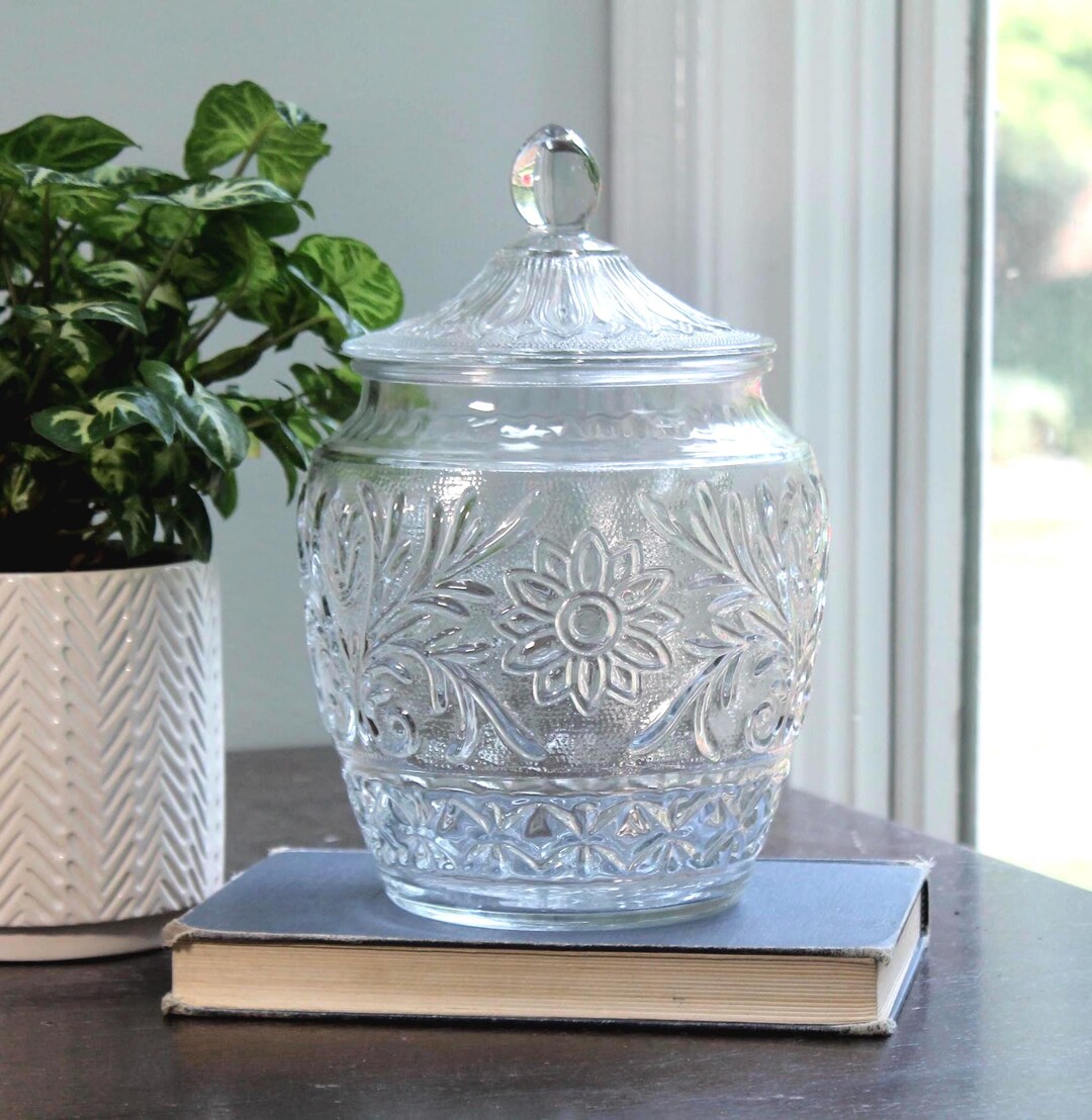 Anchor Hocking sunflower Cookie Jar & Lid Circa 1970s Tiara Sandwich ...