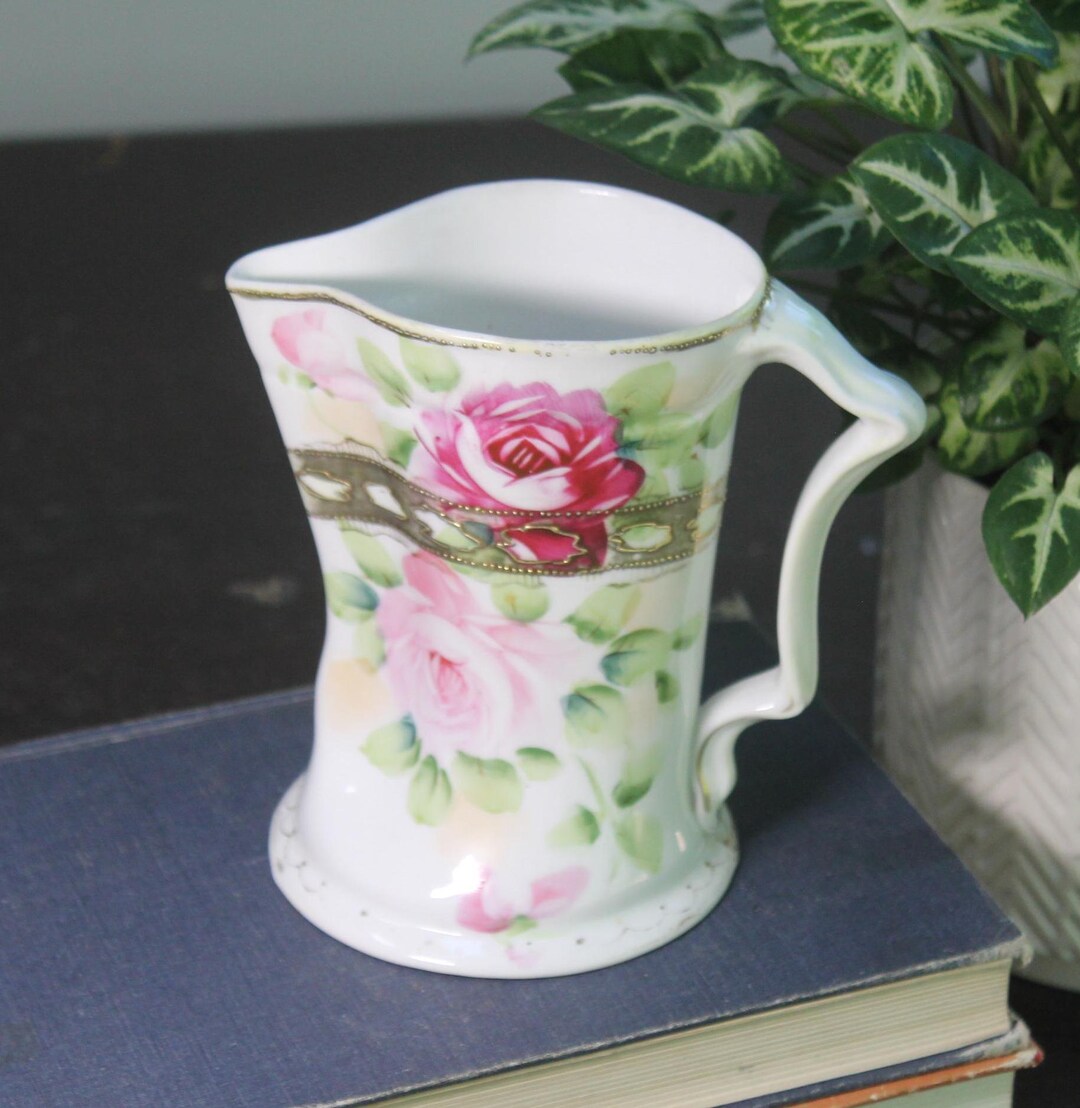 Nippon Small Pitcher W/ Moriage Raised Gold Work Hand Painted Creamer ...