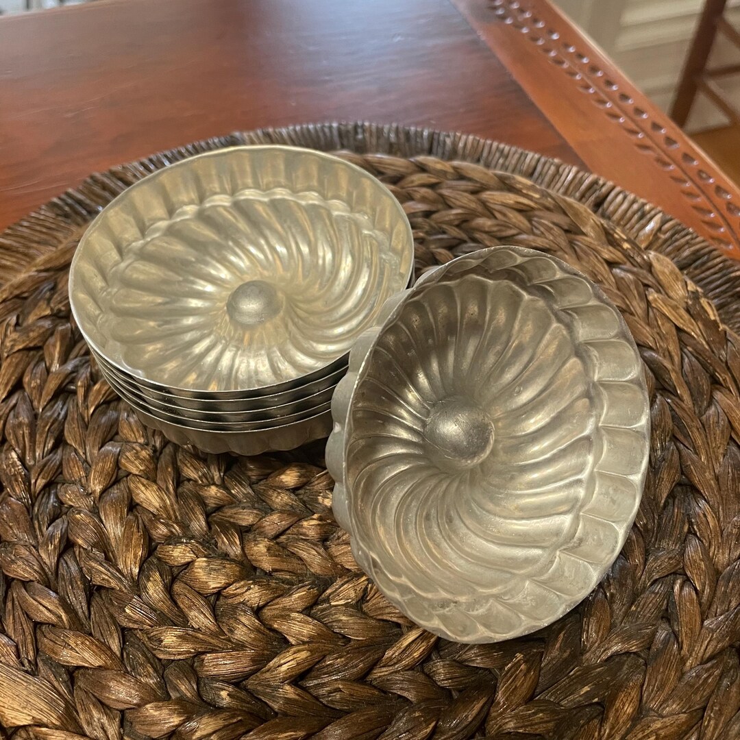 Six 6 Fluted Tin Jello Molds Individual Vintage Aluminum Molds for ...