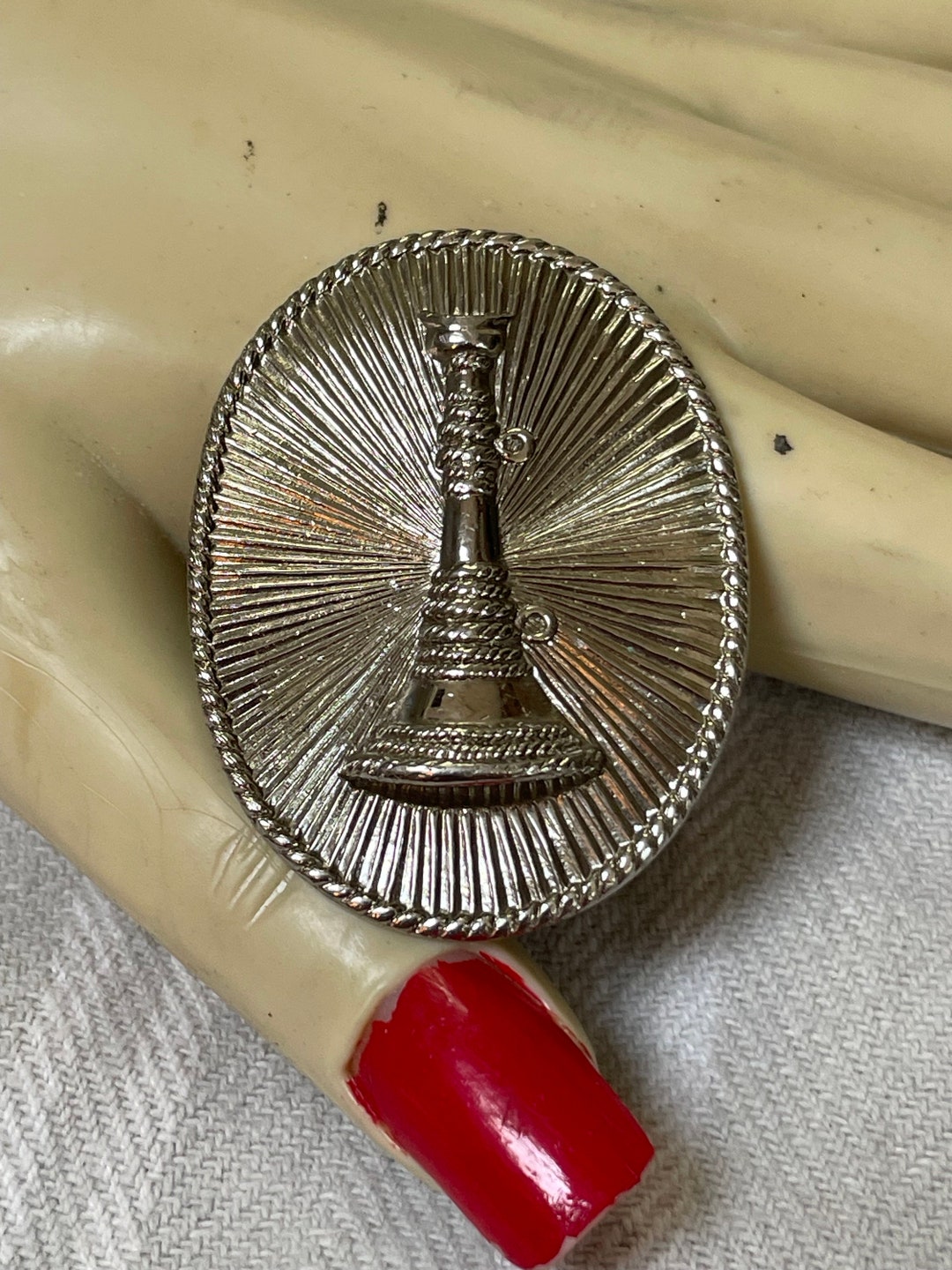 Vintage Fire Lieutenant 1 Bugle Horn Hat Badge FDNY Silver Oval With ...