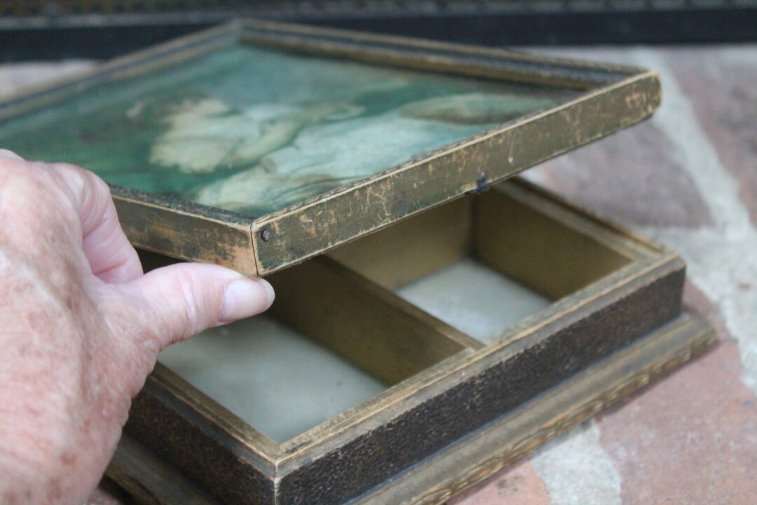 Victorian Keepsake Vanity Box for Accessories Jewelry Glass Photo Frame ...