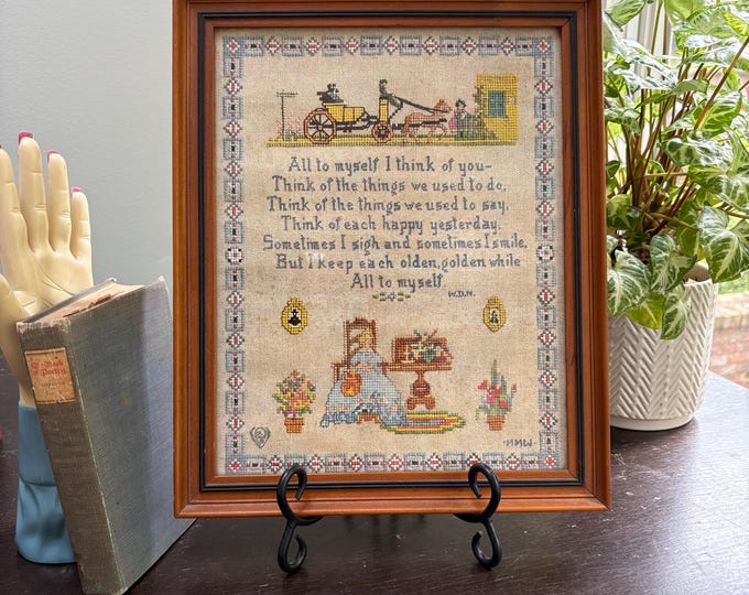 Framed Cross Stitch Poem "all to Myself" About Loss of Love or ...
