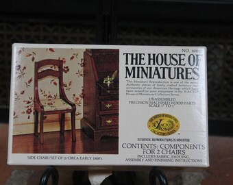 The House of Miniatures No. 40007 Side Chair set of 2 Kit 1 to 1 scale wood parts w instructions doll house