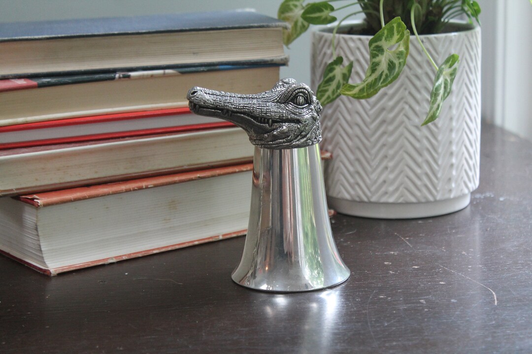 Gator Stirrup Cup Pewter Large 8 Oz Hunt Cup Barware Alligator ...