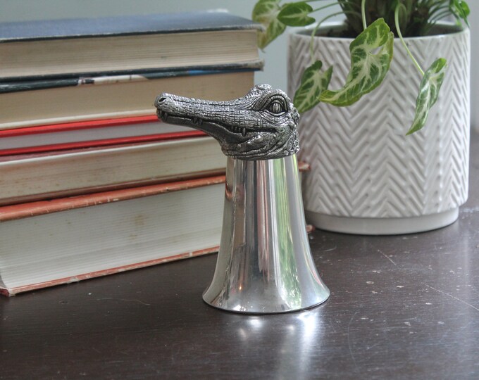 Gator Stirrup Cup Pewter Large 8 Oz Hunt Cup Barware Alligator ...